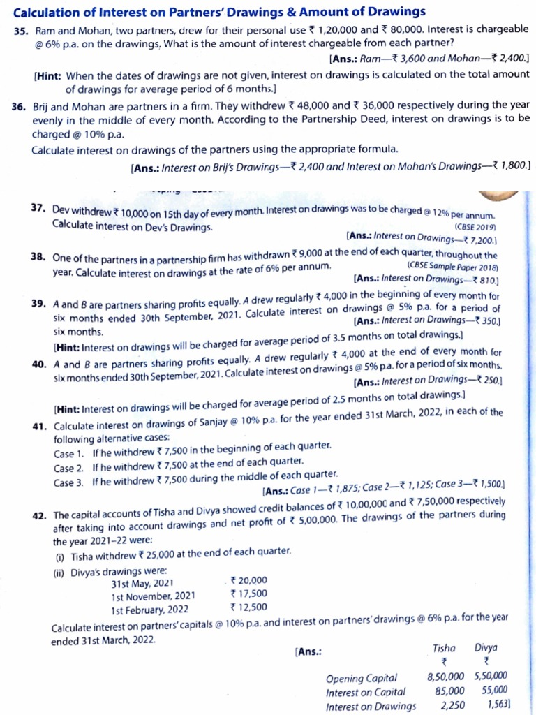 Interest On Drawings PDF | PDF | Financial Services | Financial Economics