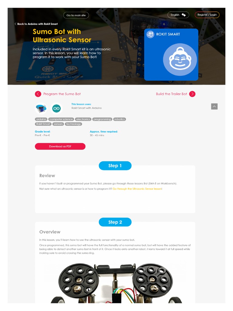 Sumo Bot With Ultrasonic Sensor | PDF