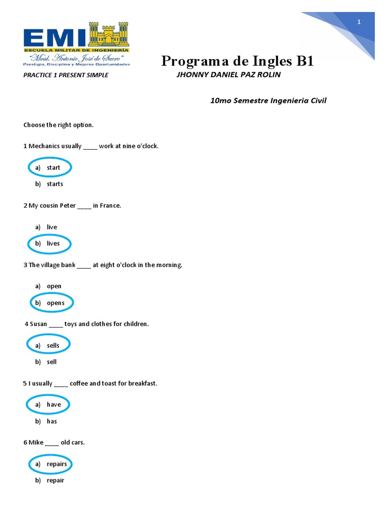 PRACTICA 1 Est. Jhonny Daniel Paz Rolin | PDF