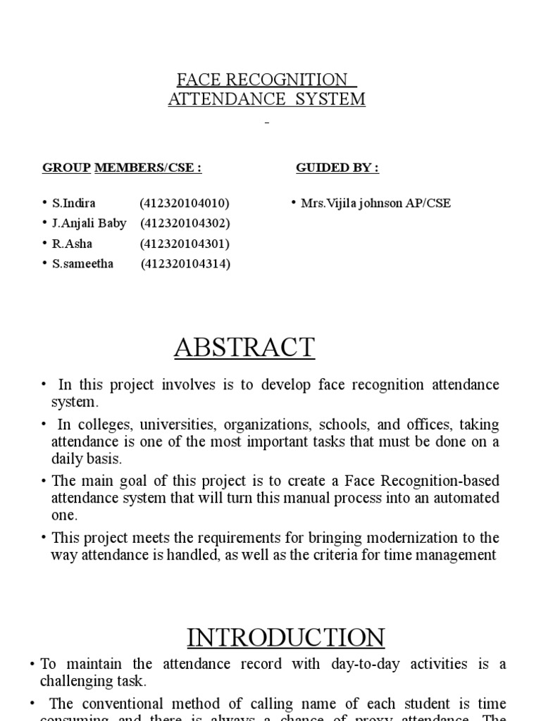 Face Recognition Attendence System | PDF | Computers