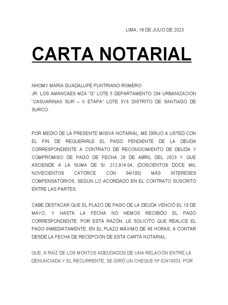 Carta Notarial | PDF
