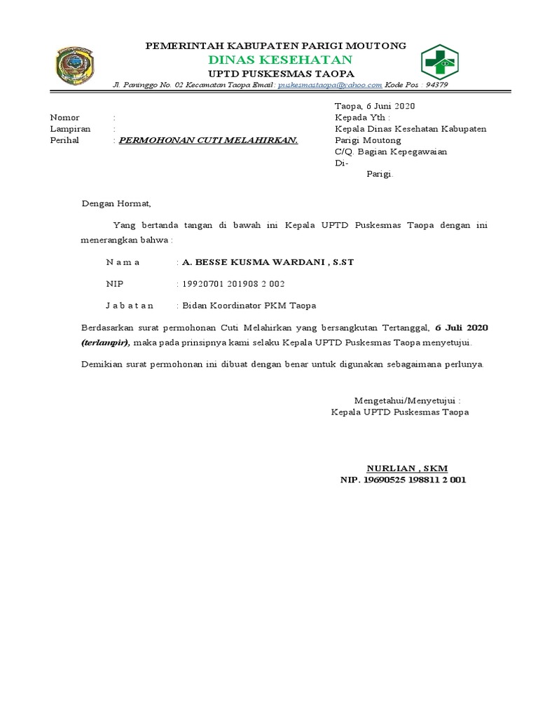 Surat Cuti Melahirkan | PDF