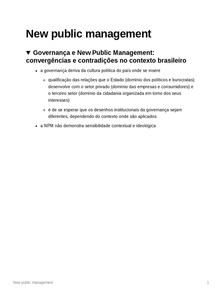 New Public Management | PDF | Governança | Economia de negócios New Public Management | PDF | Governança | Economia de negócios