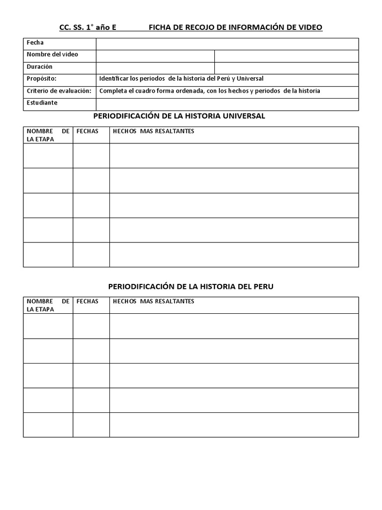 Ficha de Observacion de Ccss 1° | PDF