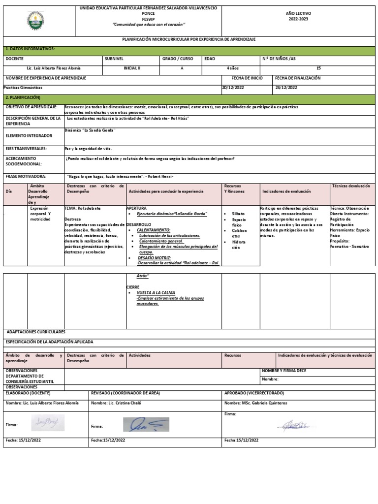 4pd-Inicial Ii-A-20dic Al 24dic - 22-23 | PDF