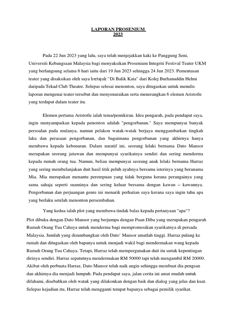 Laporan Prosenium KBH | PDF