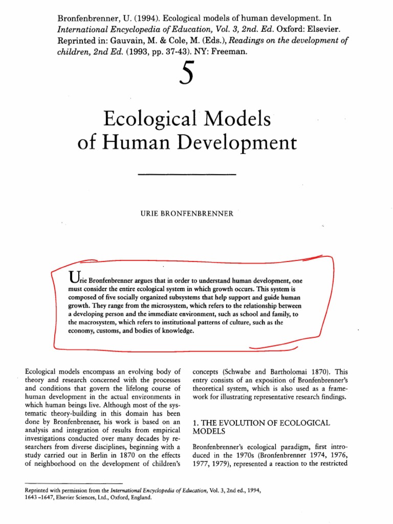 Bronfenbrenner - 1994 - Ecological Models of Human Development | PDF