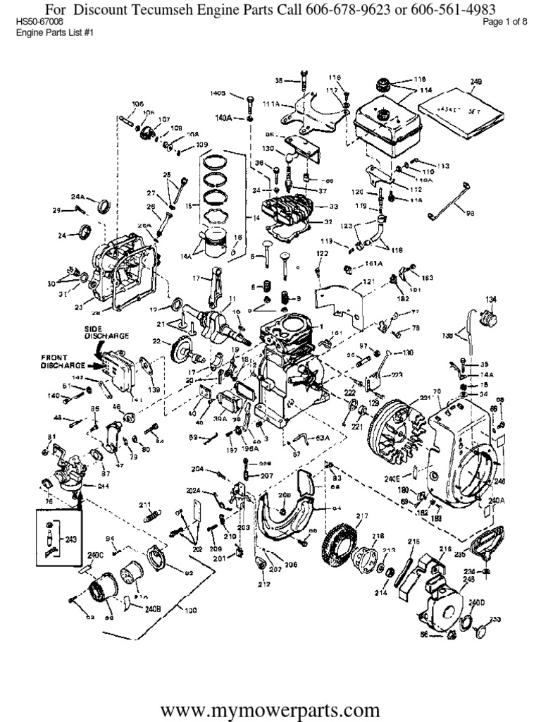 Tecumseh Engine Parts Manual HS50 67008 | PDF | Piston | Screw