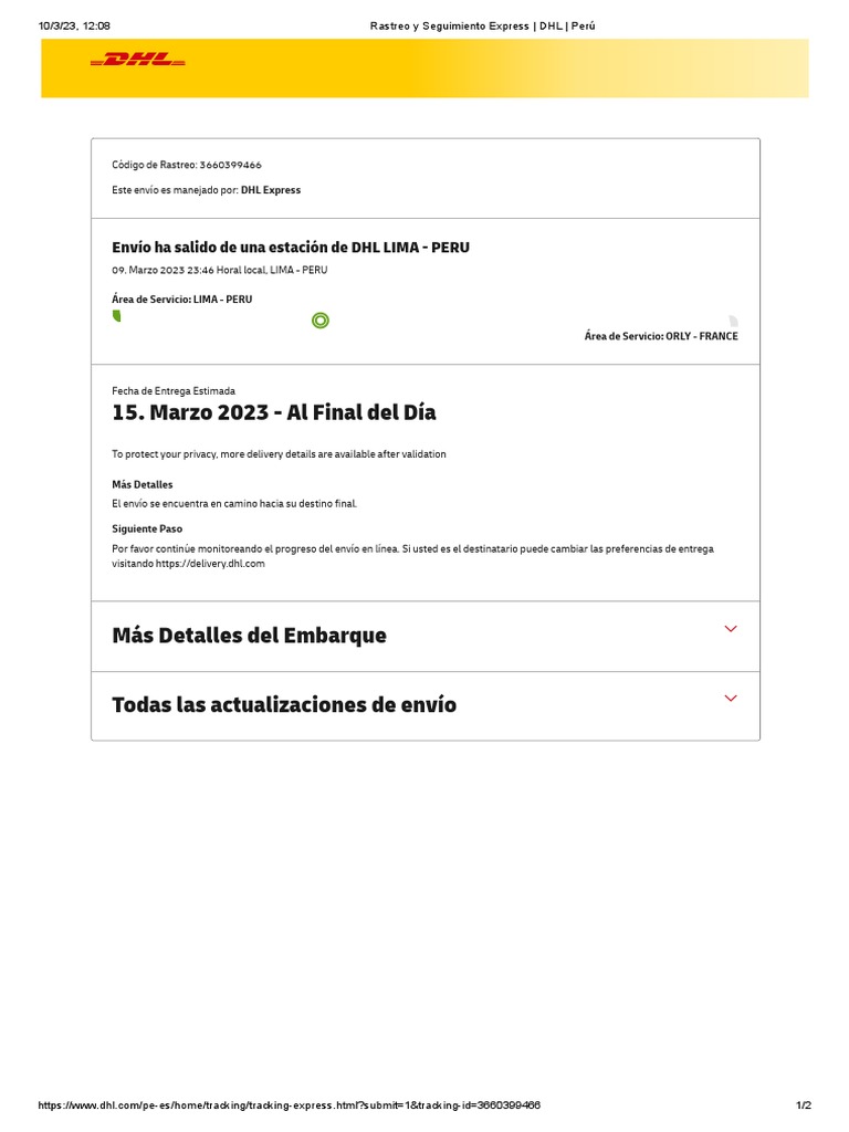 Rastreo y Seguimiento Express - DHL - Perú | PDF | Procesos de negocio ...