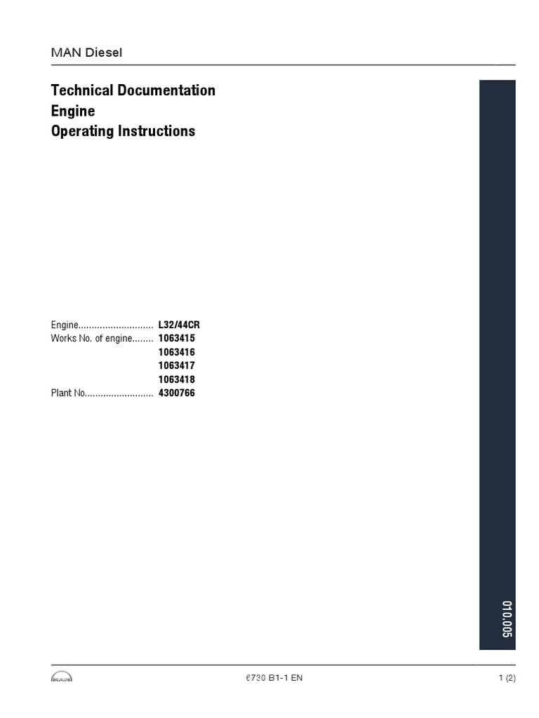 Operating Instructions | PDF | Piston | Diesel Engine