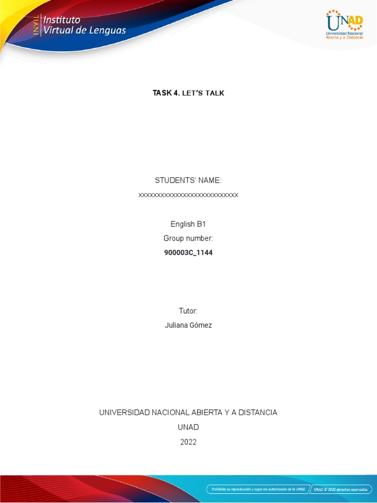Unit 3 - Task 4 - Let's Talk - Evaluation Rubric and Activity ... Unit 3 - Task 4 - Let's Talk - Evaluation Rubric and Activity ...