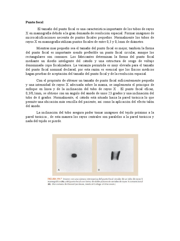 Punto Focal, Filtrado, Efecto Talón, Compresión | PDF | Mamografía | Rayo X