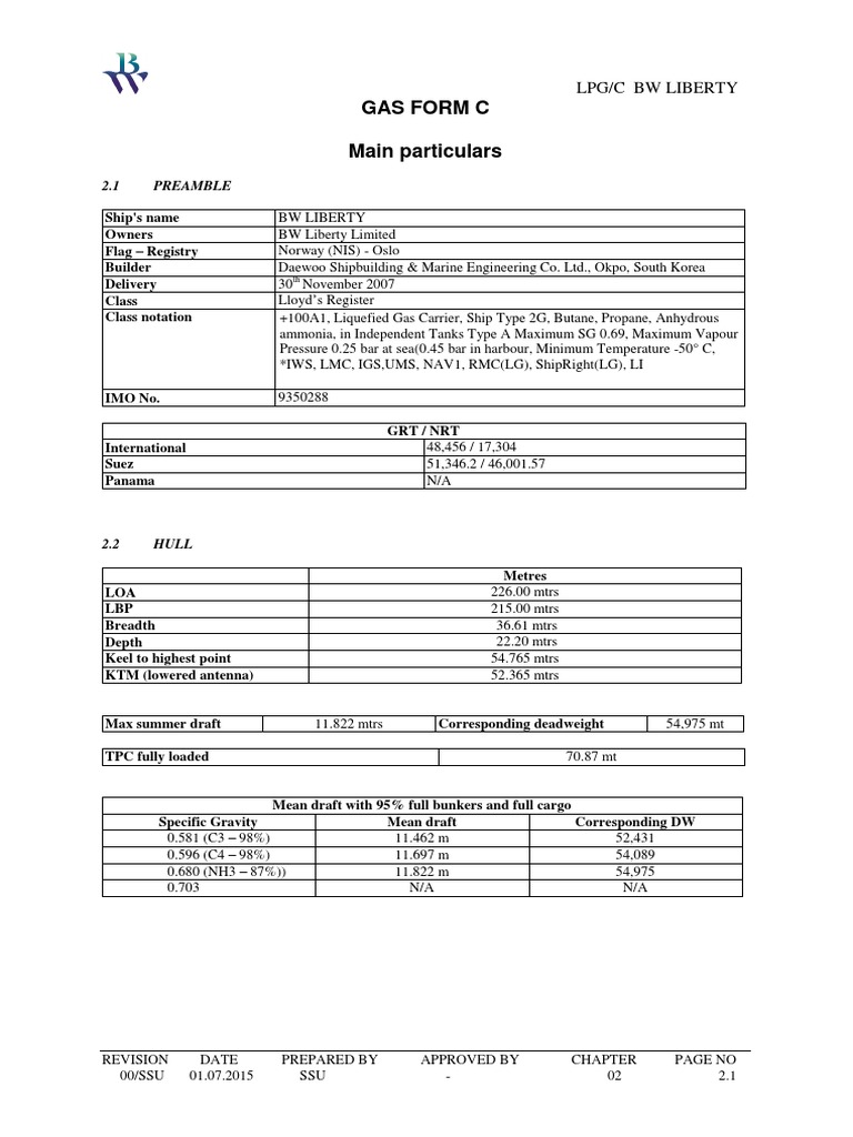 BW Liberty Gas Form C | PDF | Liquefied Petroleum Gas | Boiling