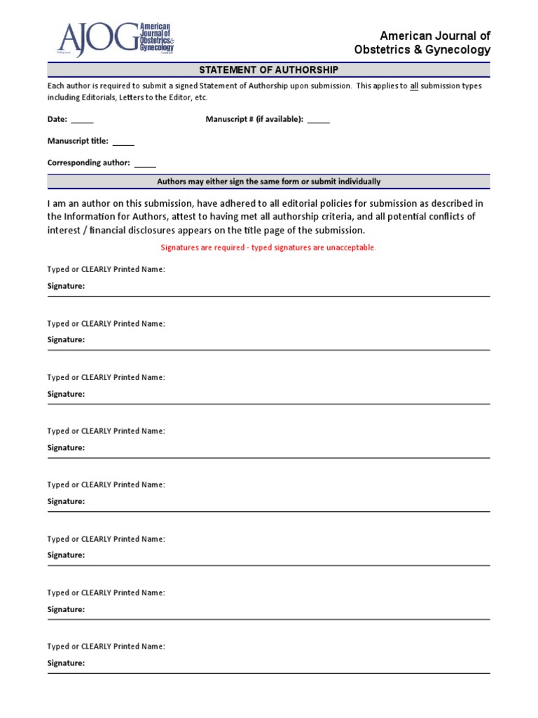 Statement of Authorship Guidelines | PDF