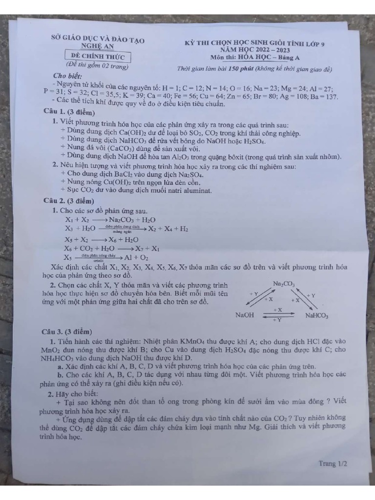 de HSG 9 Nghe An Nam 2022 - 2023 | PDF