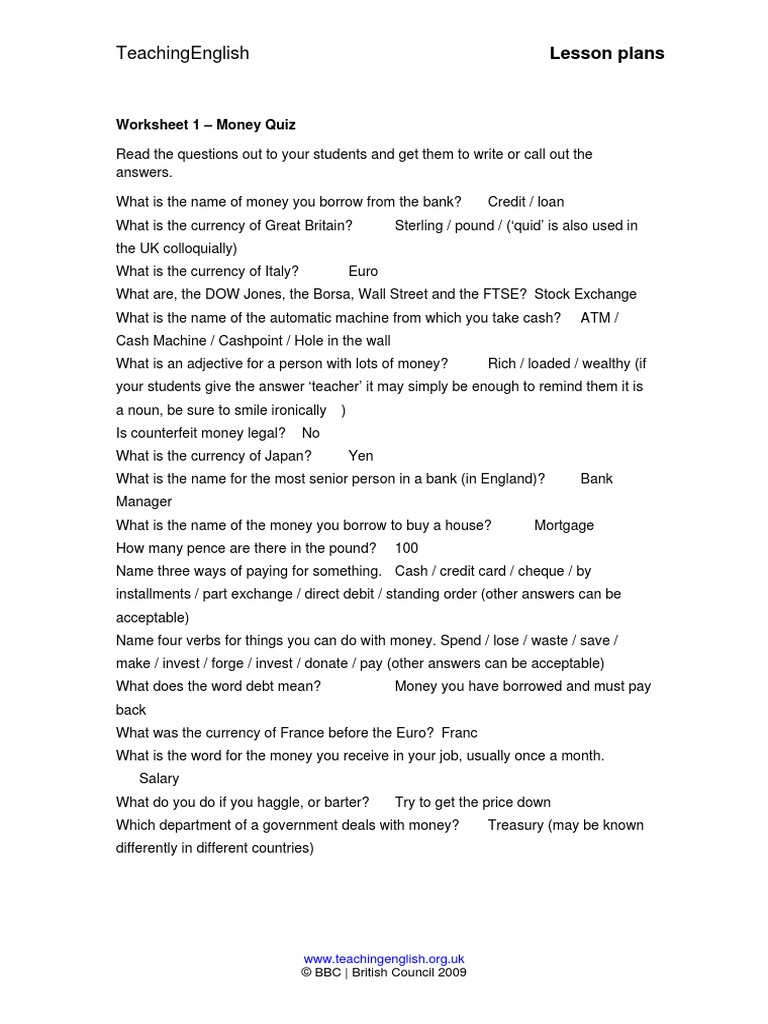 Money Conversations Lesson Plan | PDF | Automated Teller Machine | Cash