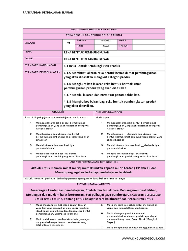 RPH MINGGU 24 RBT THN 4 BY CIKGU GORGEOUS | PDF