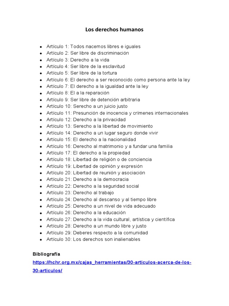 Derechos Humanos: Artículos Esenciales | PDF | Derecho
