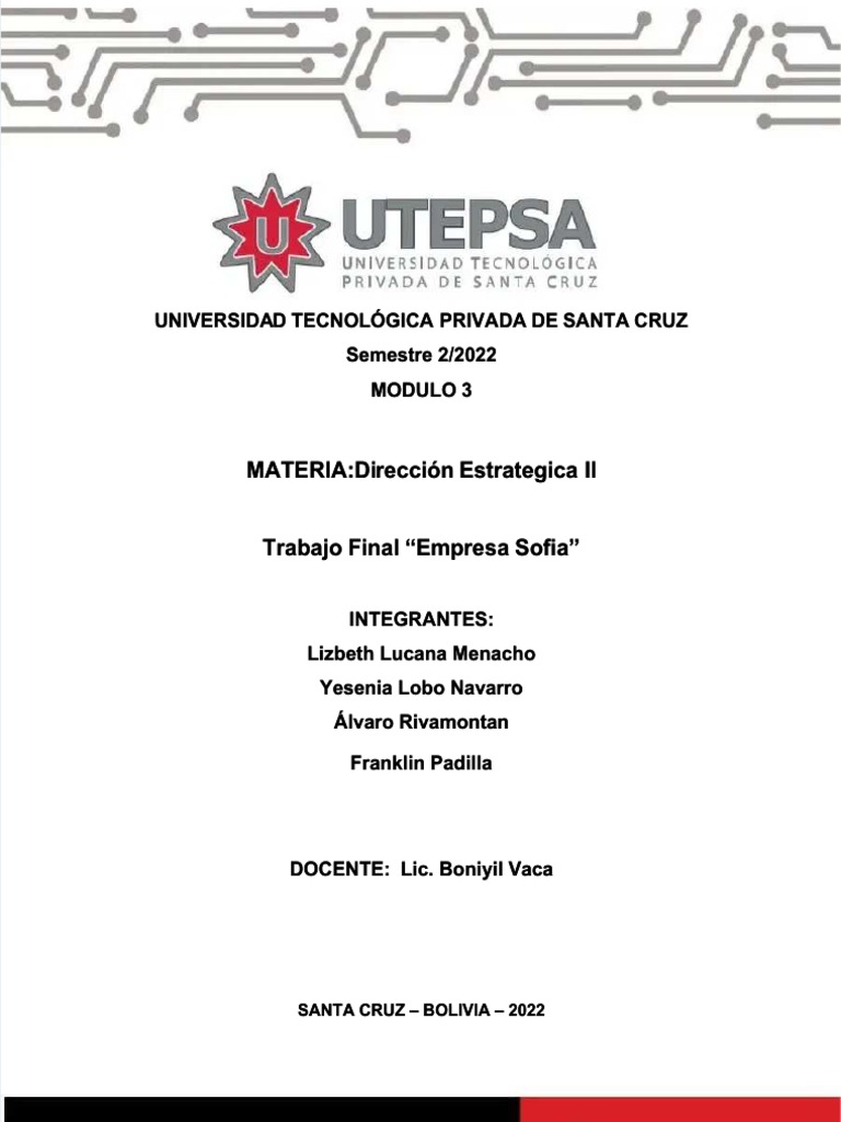 Trabajo Final: Empresa Sofía - Estrategia | PDF | Análisis de Riesgo y Puntos Críticos de ...