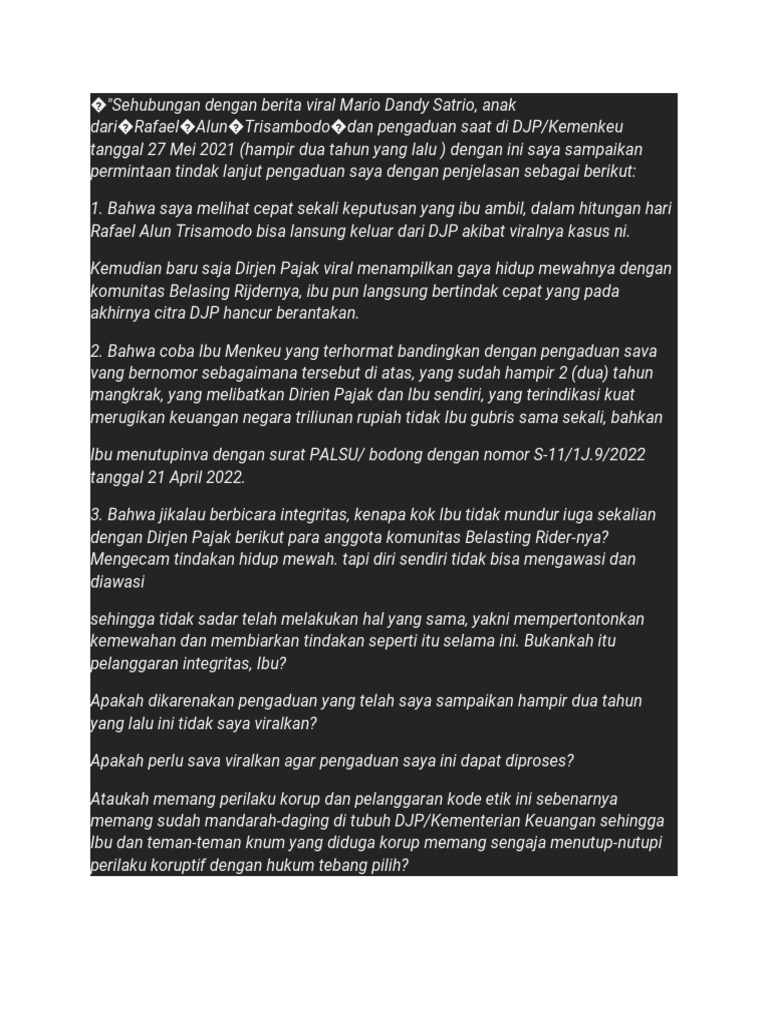 Sehubungan Dengan Berita Viral Mario Dandy Satrio | PDF