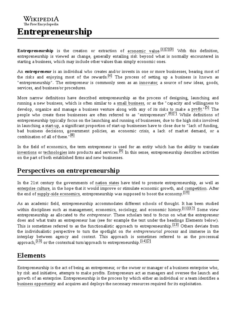 Entrepreneurship | PDF | Entrepreneurship | Business Economics