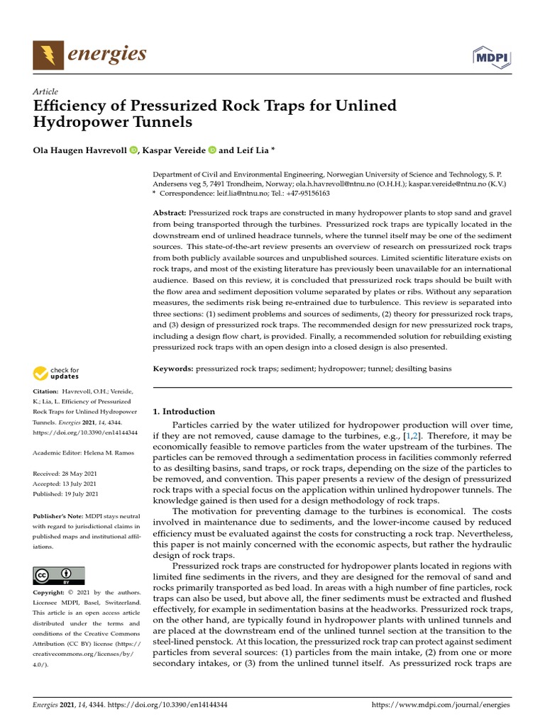 Efficiency of Pressurized Rock Traps For Unlined | PDF | Sediment ...