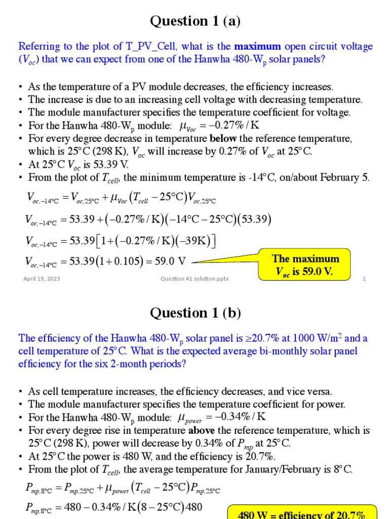 Question #1 Solution | PDF | Solar Panel | Photovoltaics
