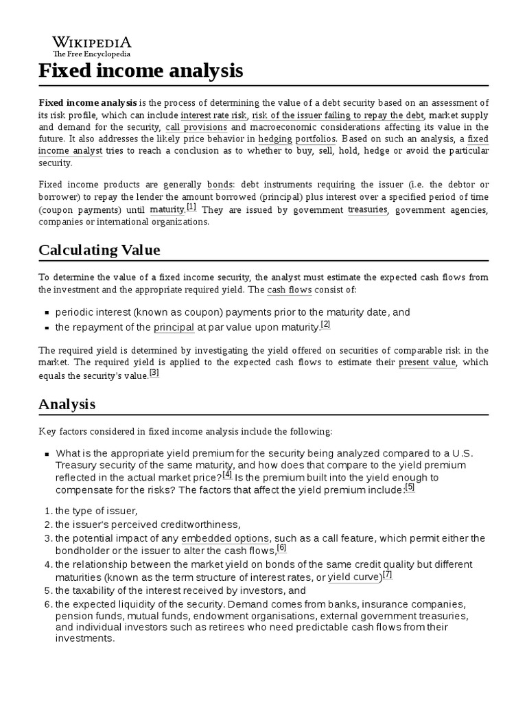 Fixed Income Analysis | PDF | Bonds (Finance) | Yield (Finance)
