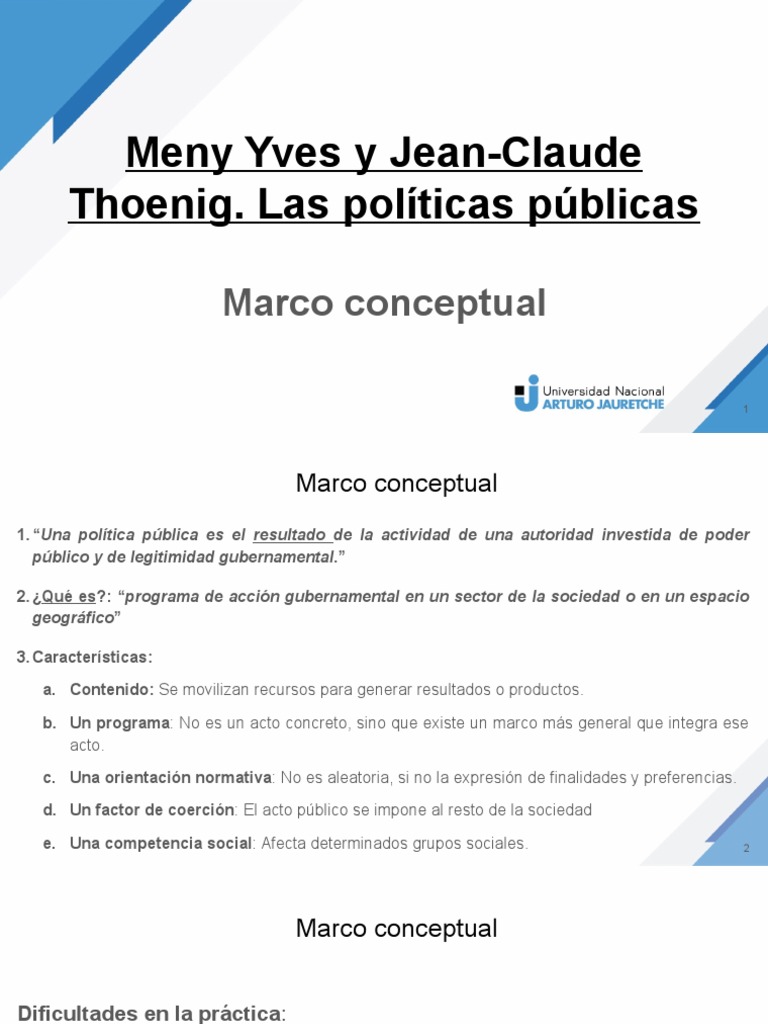 Meny Yves y Jean-Claude Thoenig. Las Políticas Públicas | PDF