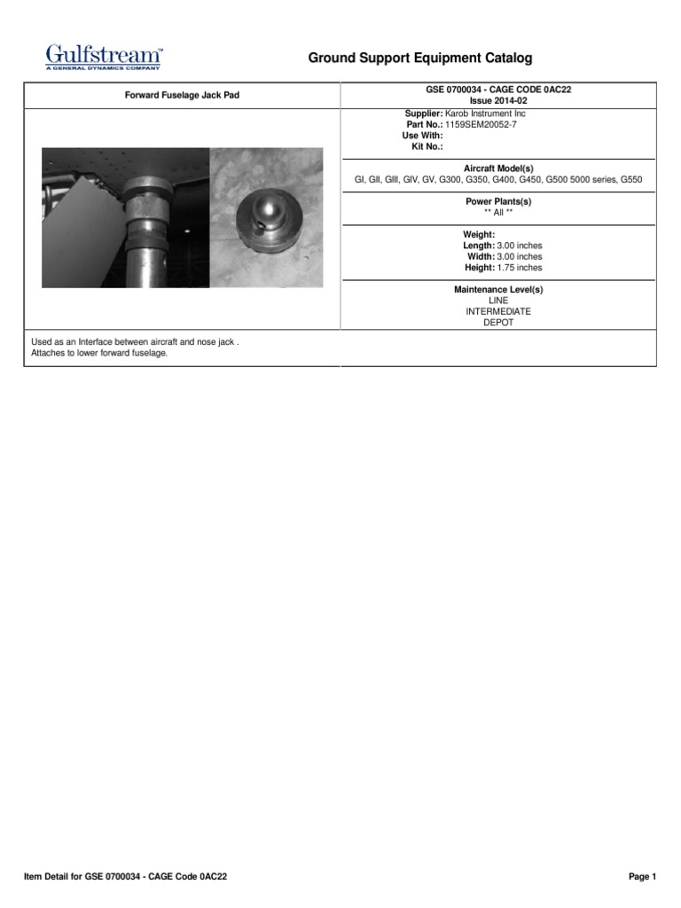 Fuselage Jack Pad - CAGE Code 0AC22 | PDF