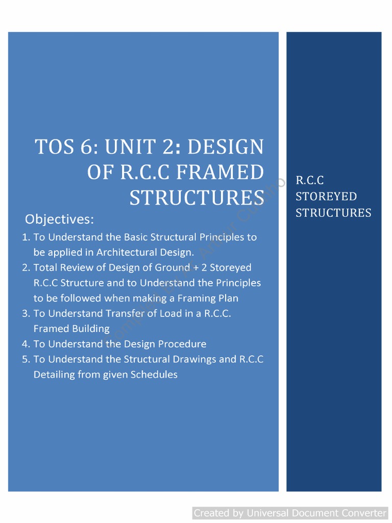 TOS 6 Unit 2 Design of R.C.C Framed Structures | PDF