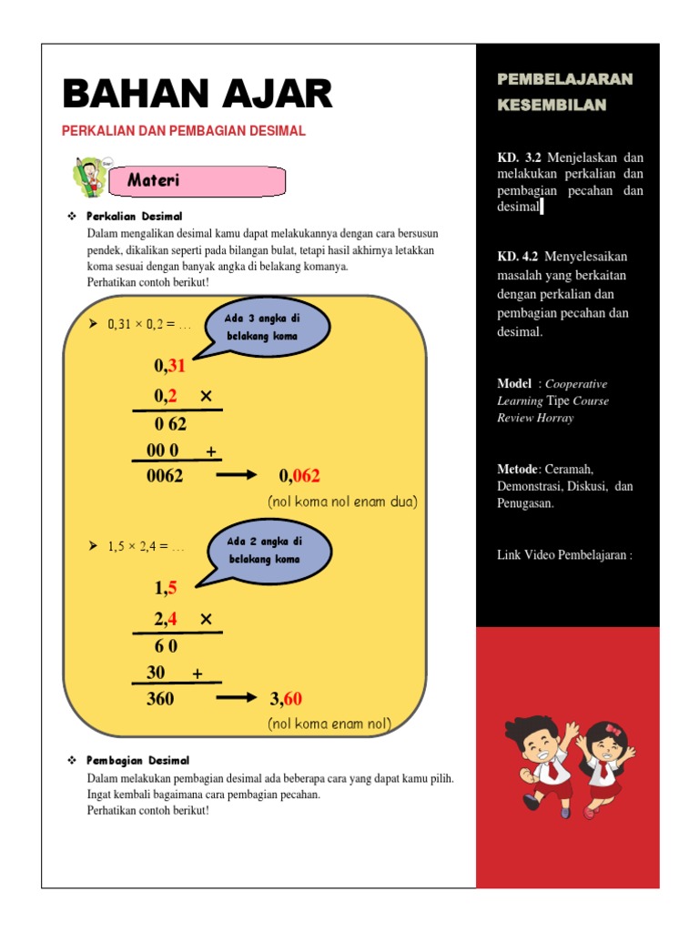 Pembelajaran Matematika Kelas 5 Perkalian Dan Pembagian Desimal | PDF