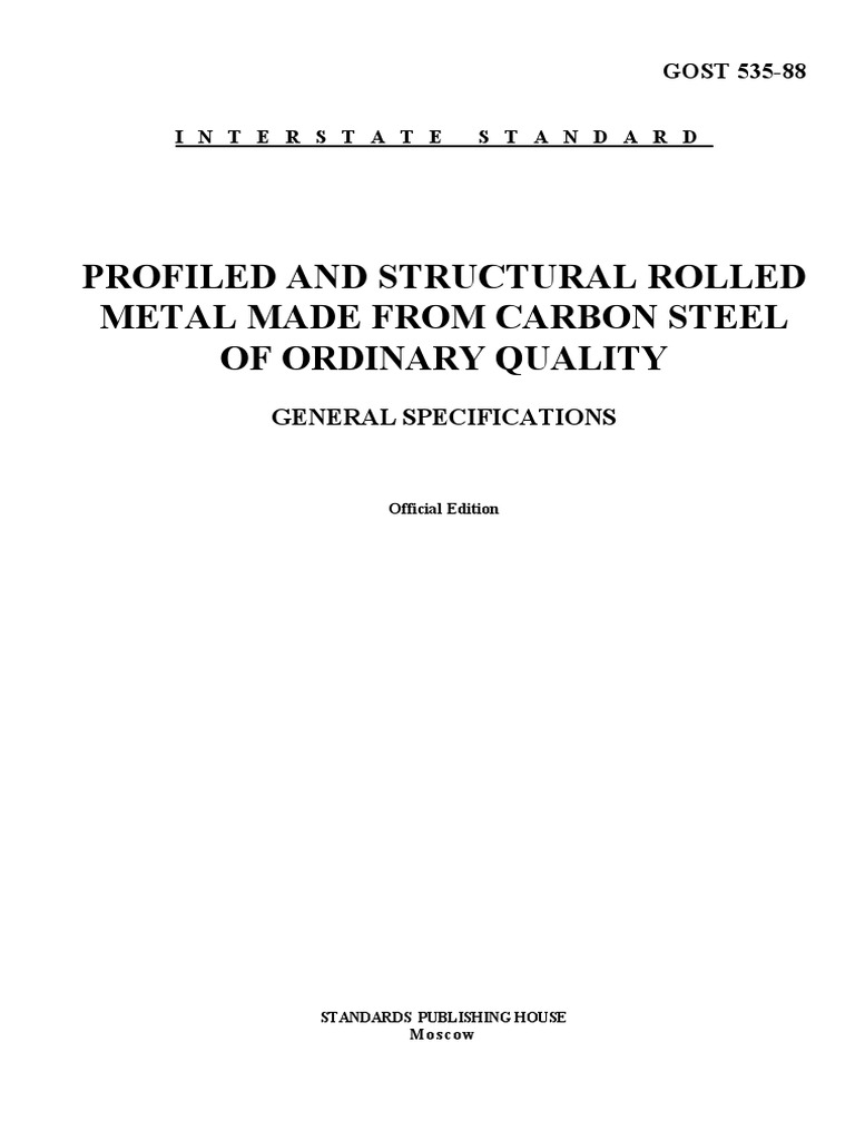 GOST 535 - 1988 Profiled and Structural Rolled Metal Made From Carbon ...