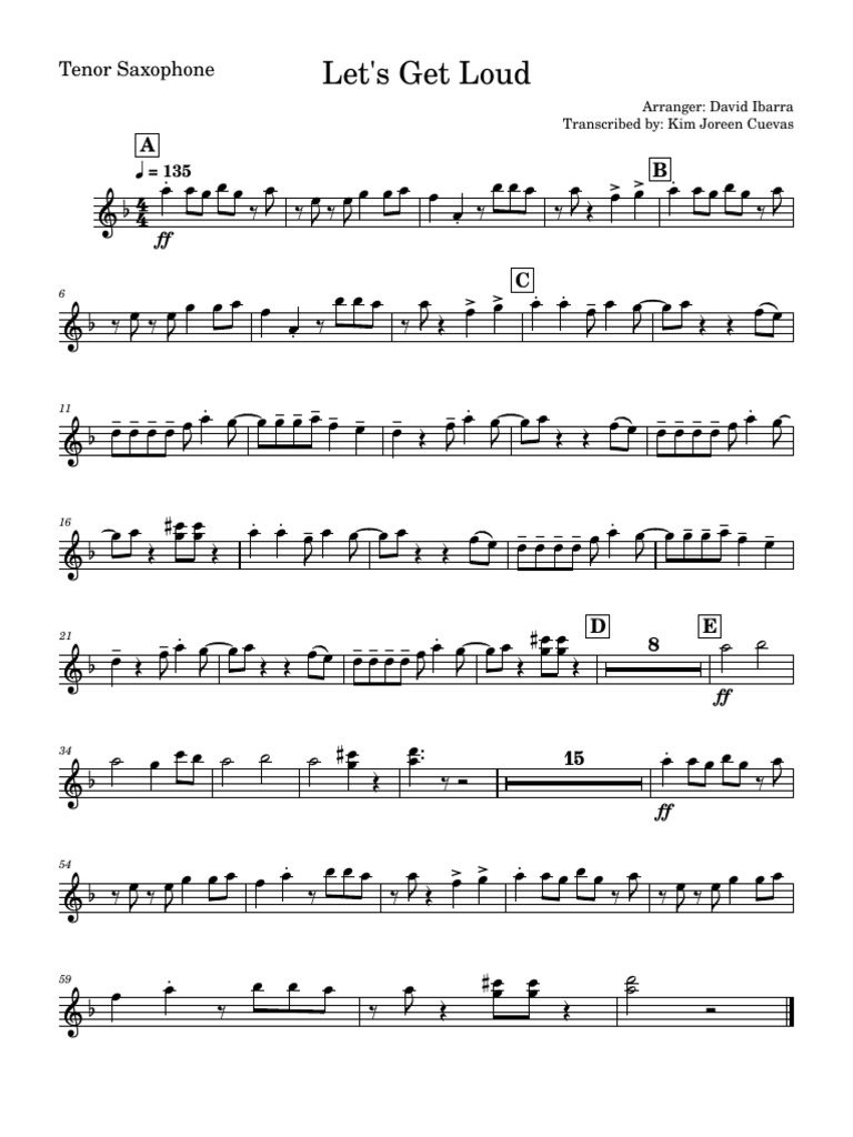 Let's Get Loud-Tenor - Saxophone | PDF