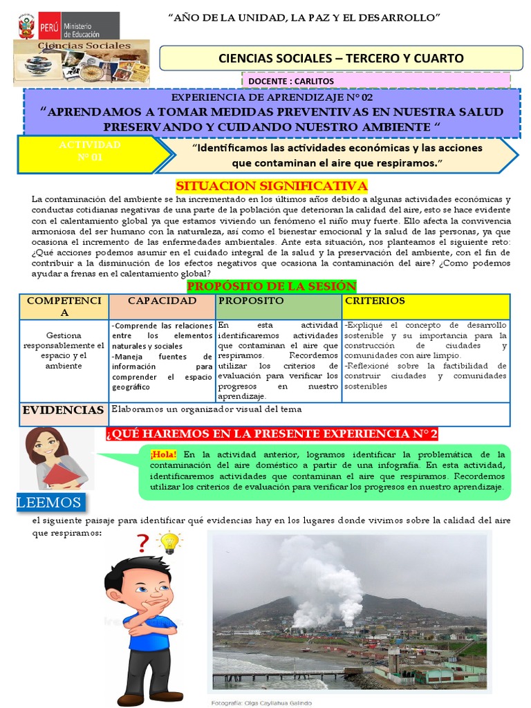 Experiencia de Aprendizaje 2 - Ciencias Sociales - Actividad 01 - 3ero y 4to Grado - 2022 | PDF