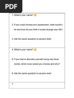 Character Profile Questionnaire | PDF
