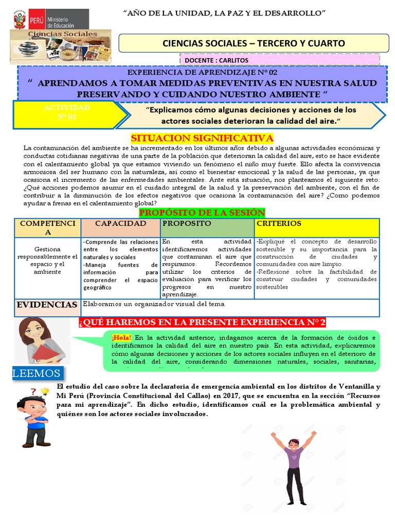 Experiencia de Aprendizaje 2 - Ciencias Sociales - Actividad 02 - 3ero y 4to Grado - 2022 | PDF ...