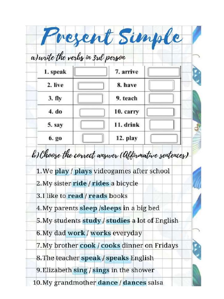 Present Simple Worksheet | PDF