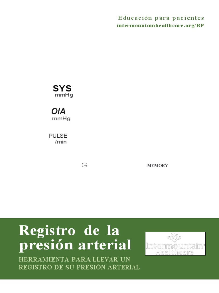 BP Tracker A Tool For Keeping Track of Your Blood Pressure Spanish ...