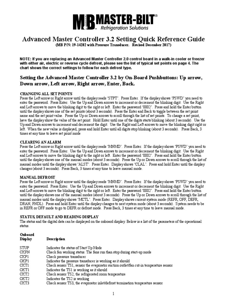 Master Controller Version 3.2 Quick Reference Guide | PDF | Electrical Resistance And ...