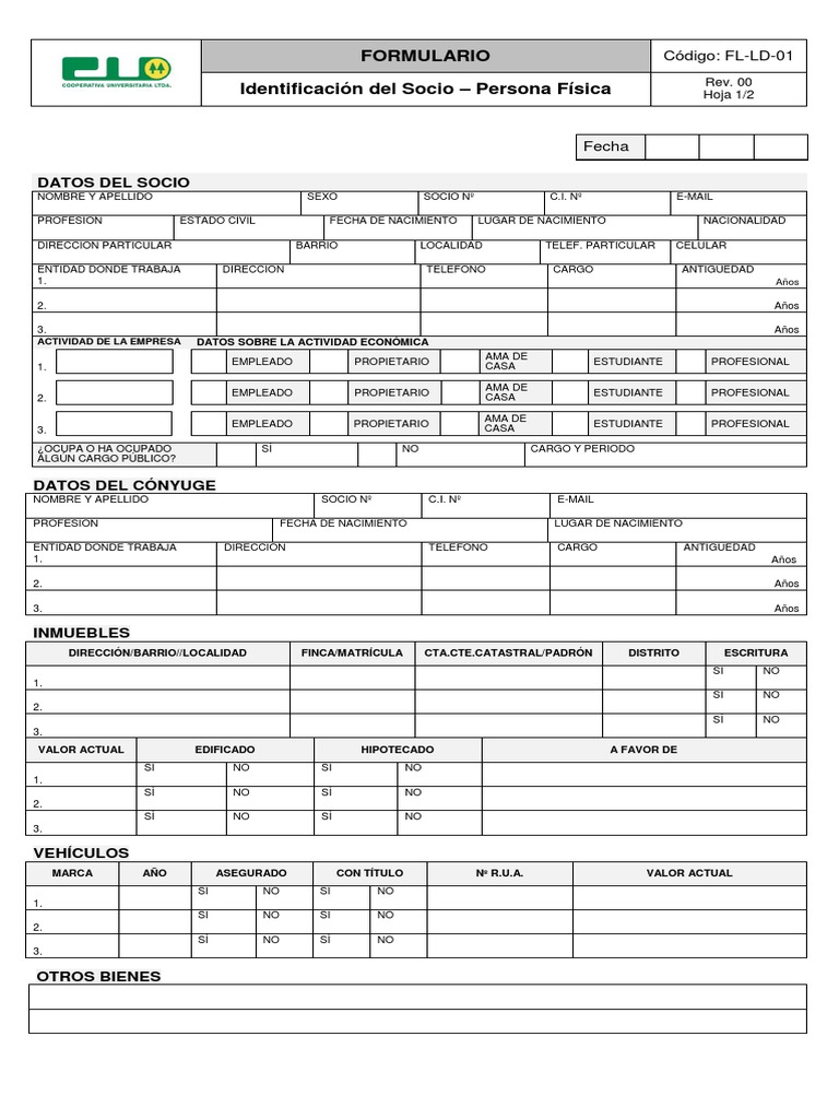FL-LD-01_Identificación_del_Socio_Persona | PDF | Economias