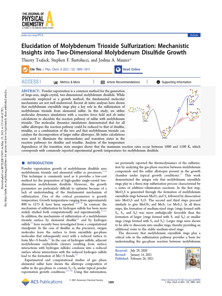 Elucidation of Molybdenum Trioxide Sulfurization | PDF | Chemical ...