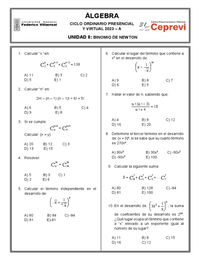 Álgebra 8 | PDF | Matemáticas