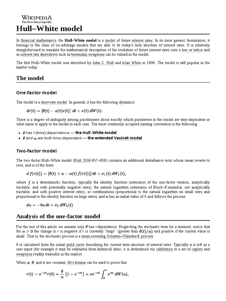 Hull-White Model | PDF | Financial Markets | Applied Mathematics