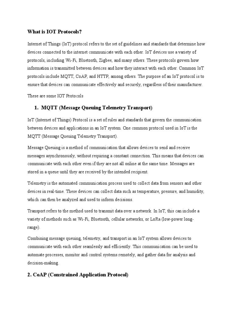 Assignment of IOT Protocols | PDF | Representational State Transfer ...