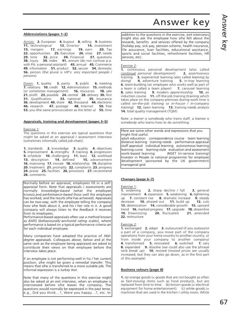 Vocab Handout - Answer Key | PDF | Motivation | Motivational