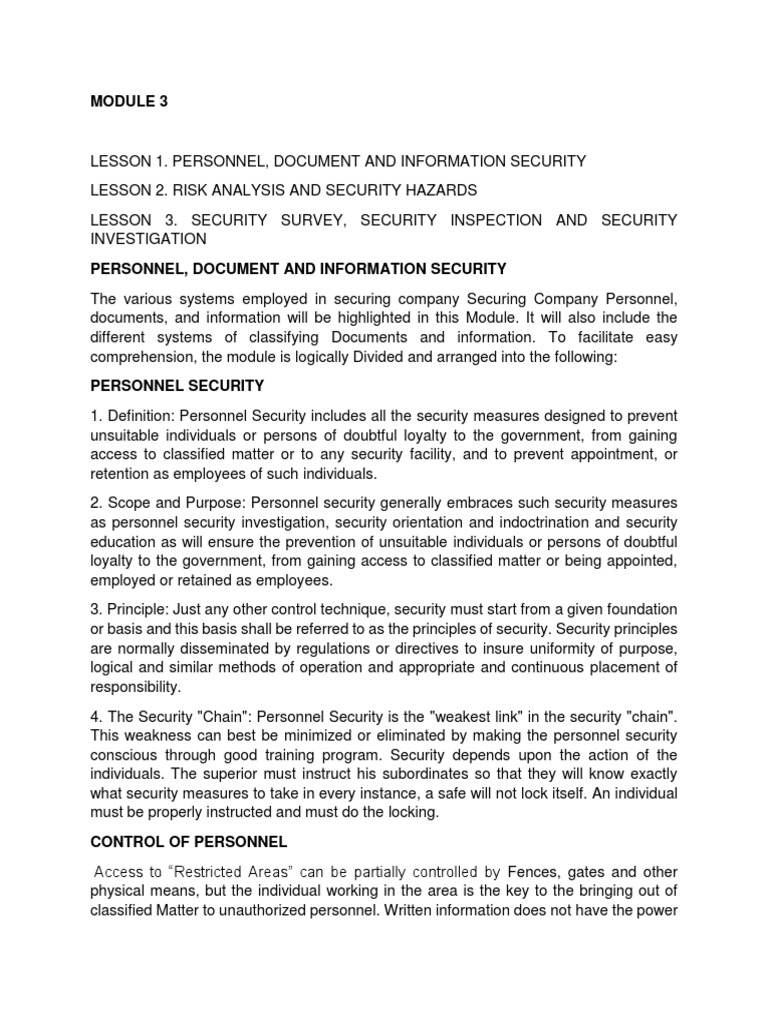 Module 3 Lesson 1 Lea2 | PDF | Security Clearance | Information Security