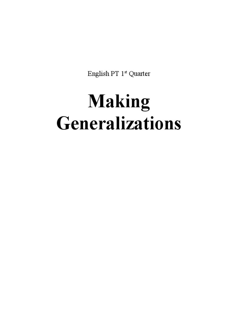 Making Generalizations | PDF | Cognitive Psychology | Behavior Modification
