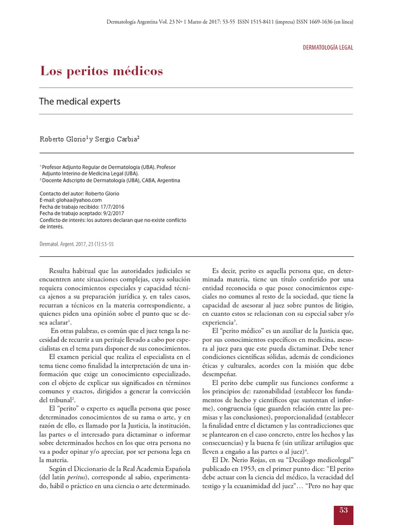 Los Peritos Médicos - Glorio | PDF | Testigo experto | Experto