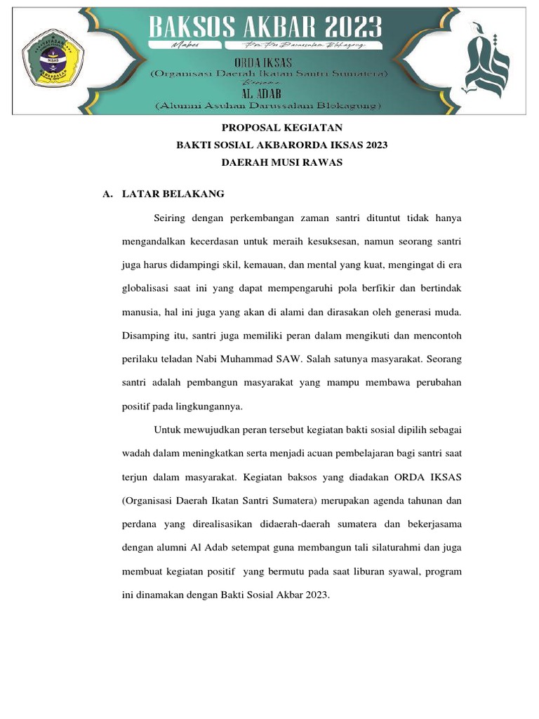 Proposal Baksos Daerah Musi Rawas | PDF